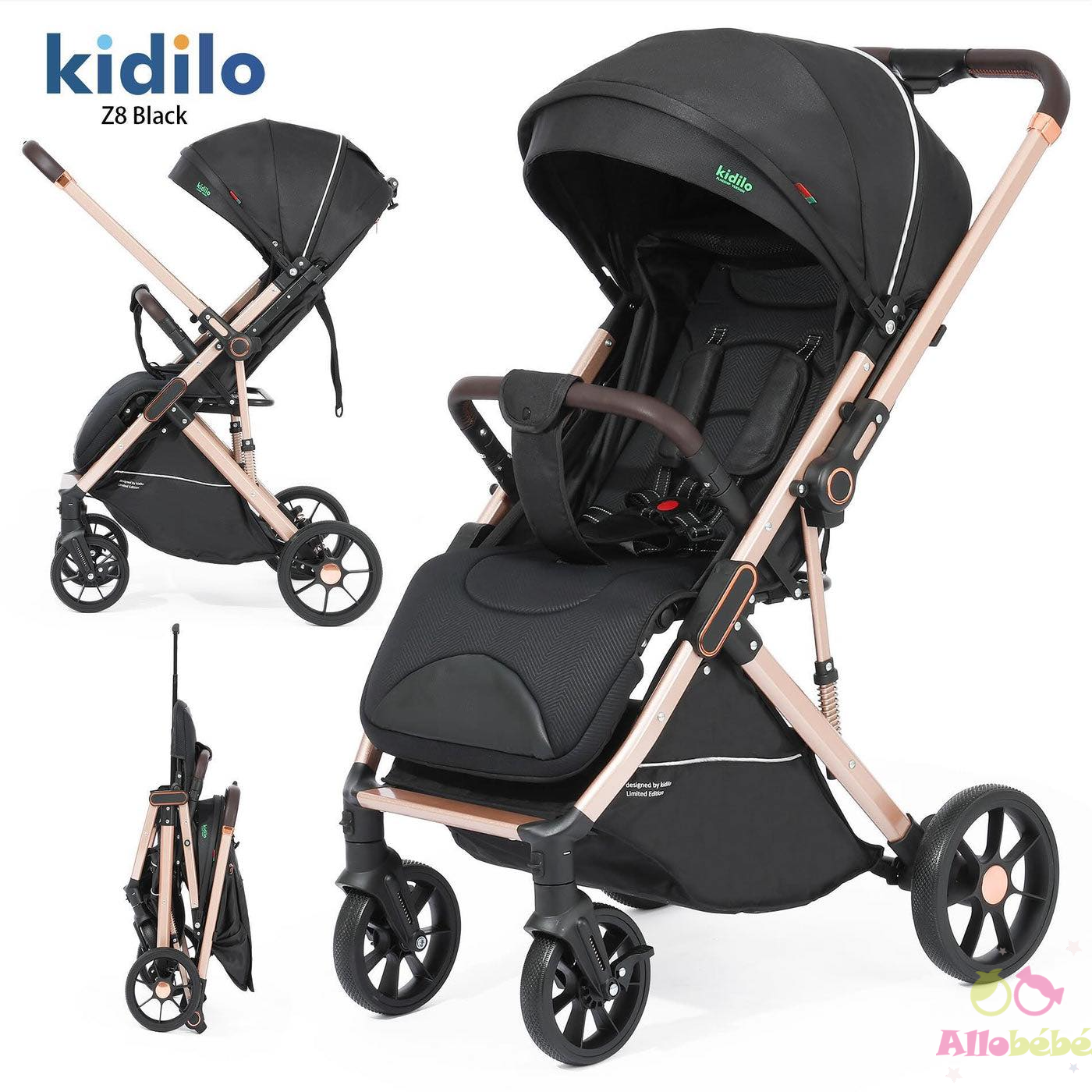 Poussette Révérsible Compacte Kidilo - Z8 | Allo Bebe Maroc