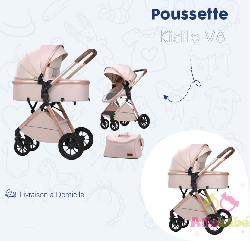 Pack Poussette Réversible + Maxi Cosi 3en1 V8 – Kidilo | Allo Bebe Maroc