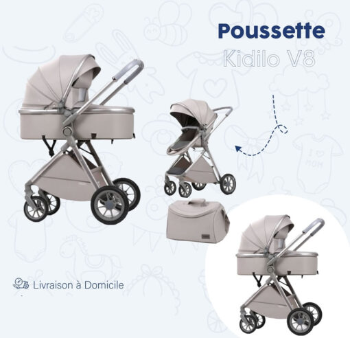 Pack Poussette Réversible + Maxi Cosi 3en1 V8 – Kidilo | Allo Bebe Maroc