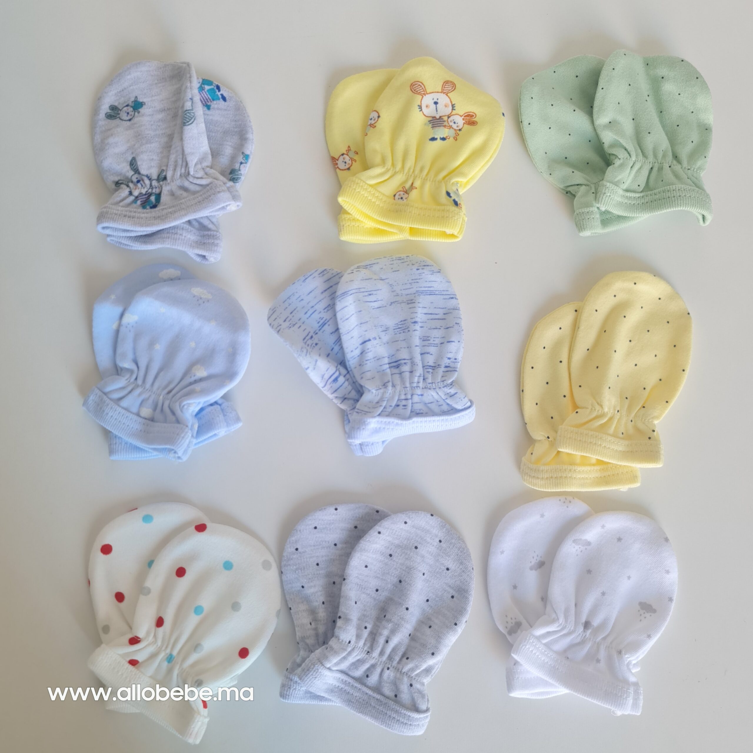 Paire de Moufles bébé avec pointillé 100% Coton - sebi - Allobebe Maroc